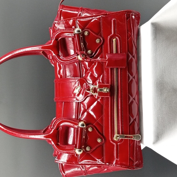 Burberry | Bags | Burberry Red Patent Leather Bag Satchel Stunning ...
